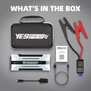 YESPER Battery Jump Starter - 4120A Peak Portable Car Starter (All Gas, up to 10.0L Diesel Engine), Auto Battery Booster Pack,Jump Box, DSLI Safe Tech Safely Start All 12V Vehicle& DC 15V Ports