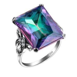 WDIYIEETN Mystic Rainbow Topaz 925 Sterling Silver Ring Women Wedding Engagement Rings Size 6-10 (8)