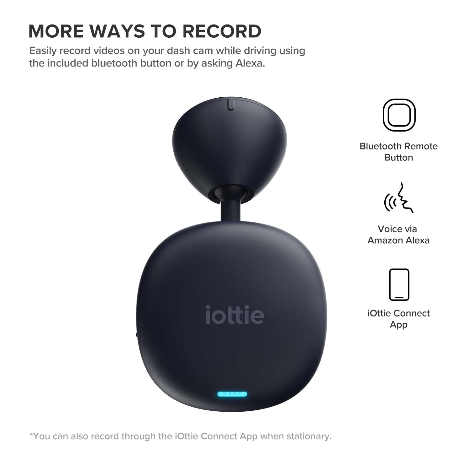 iOttie Aivo View Smart Dash Cam | Works with Alexa Voice Assistant | 1600p HD Resolution | Mobile App Support | Collision Detection | Loop Recording | GPS Tracking | Micro SD Card (Not Included!)