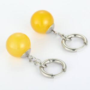 TOKYO HARVEST Natural Gemstone Agate and Stainless Steel Earrings Hypoallergenic & Nickel Free Jewelry (Yellow)