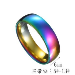 LiFashion Custom Name Couple Rings for him her,2Pcs Stainless Steel Customized Wedding Band Rainbow Colorful CZ Promise Ring Set Personalized His Her Jewelry for Valentine's day Gift