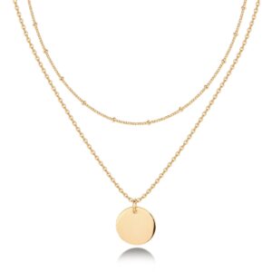 pavoi 18k gold plated layering necklaces | stylish minimalist design pendant necklaces | butterfly, heart, lotus, cross pendants for women (coin, vermeil - yellow)