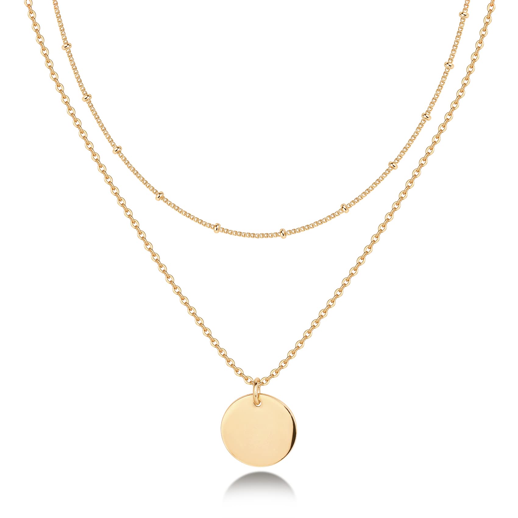 PAVOI 18K Gold Plated Layering Necklaces | Stylish Minimalist Design Pendant Necklaces | Butterfly, Heart, Lotus, Cross Pendants for Women (Coin, Vermeil - Yellow)