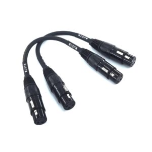 wjstn suanqi 3pin xlr female microphone cable xlr to xlr cables, female to female xlr adapter cable dmx cable patch cords 2pack (6in).