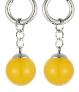 tokyo harvest natural gemstone agate and stainless steel earrings hypoallergenic & nickel free jewelry (yellow)