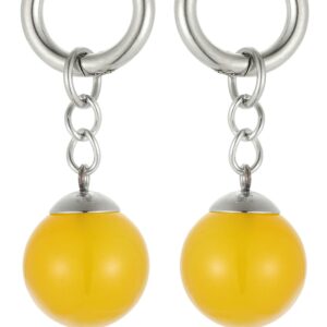 TOKYO HARVEST Natural Gemstone Agate and Stainless Steel Earrings Hypoallergenic & Nickel Free Jewelry (Yellow)