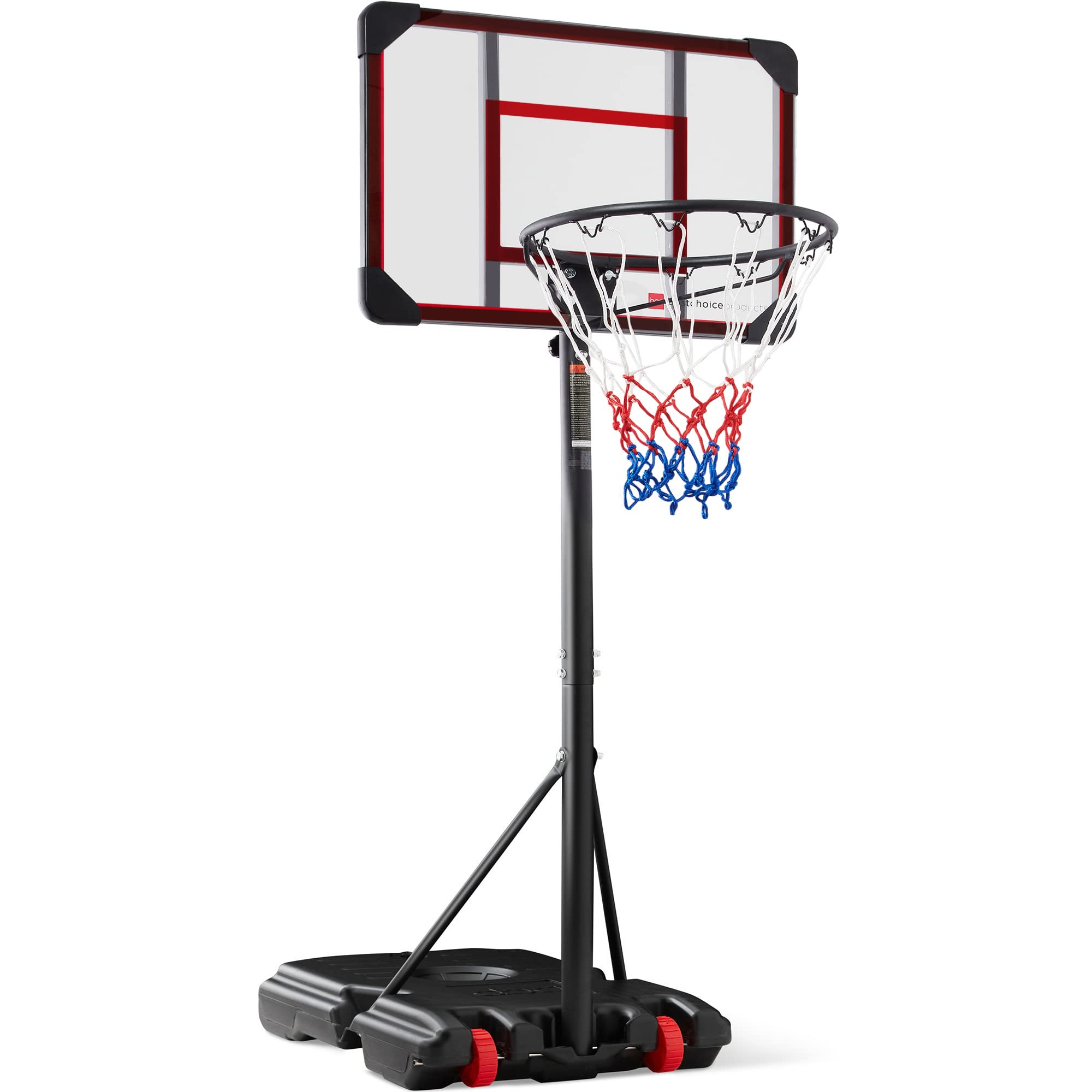 Best Choice Products Kids Height-Adjustable Basketball Hoop System, Portable Game w/Wheels, Fillable Base, 70.5in to 82.3in Height - Clear