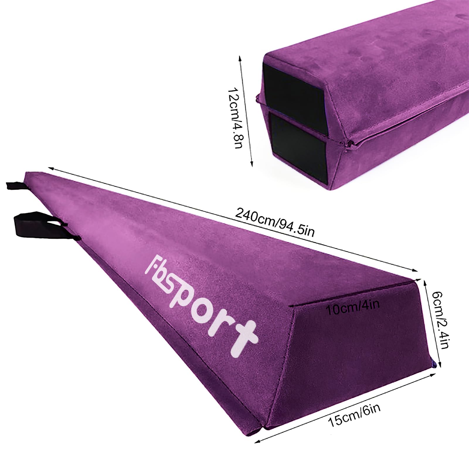 FBSPORT 8ft Balance Beam: Folding Floor Gymnastics Equipment for Kids Adults,Non Slip Rubber Base, Gymnastics Beam for Training, Practice, Physical Therapy and Professional Home Training, Purple