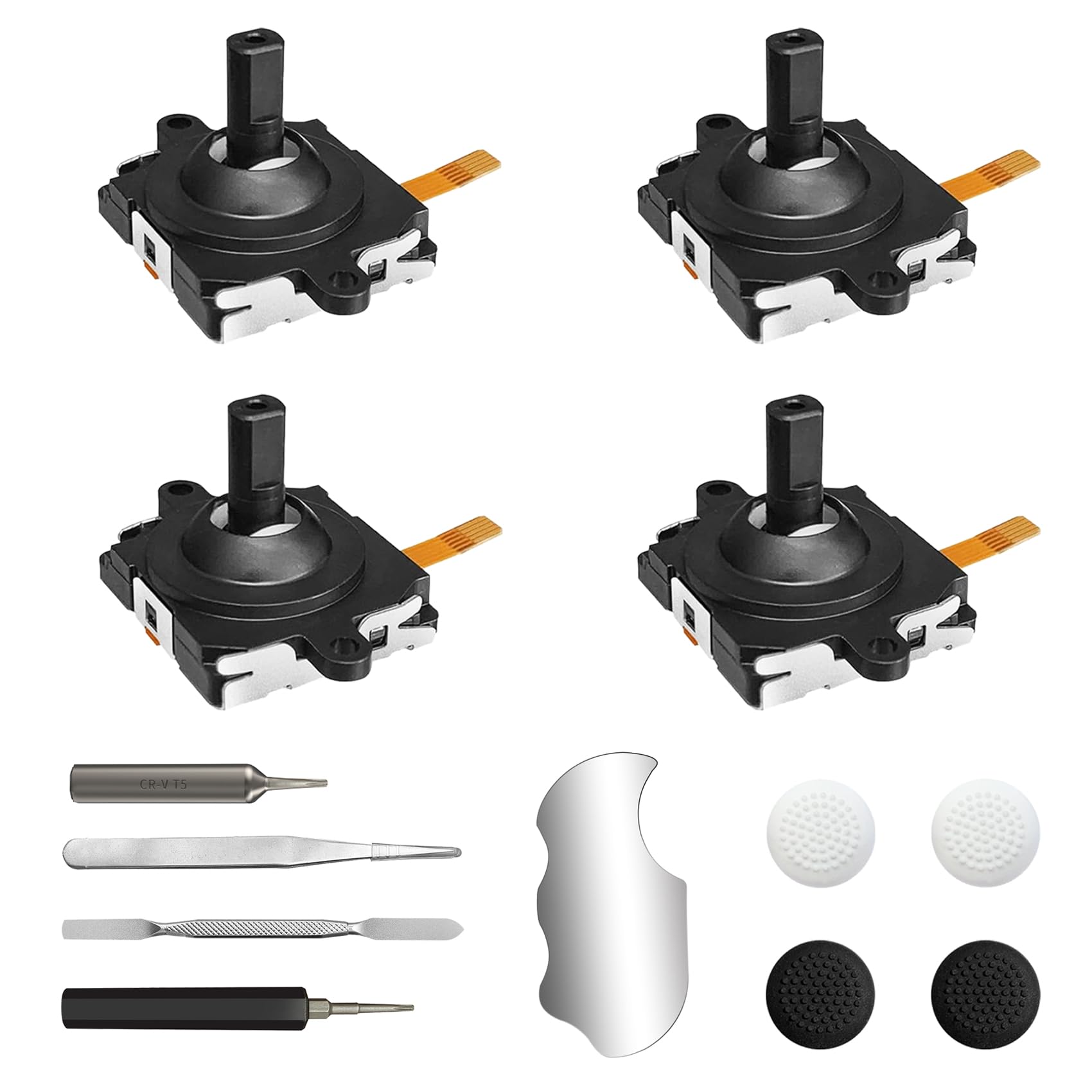 Analog Joystick Repair Kit for Oculus Quest 2 Controller/Meta Quest 2 Controller - Quest 2 Controller Replacement: 4 Joysticks, T5 Screwdriver, Tweezer, Pry Tool, 4 Protective Caps for Oculus 2