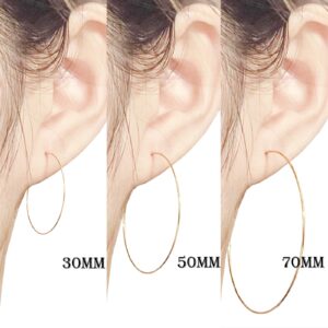 Multipack Dainty Large Thin Gold Hoop Earrings for Women Hypoallergenic Earrings Lightweight 30mm 50mm 60mm 70mm Gold/Silver/Rose Gold Hoop Earrings (3 Pairs-50mm)