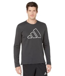 adidas men's icon 3 bar training crew, black, large