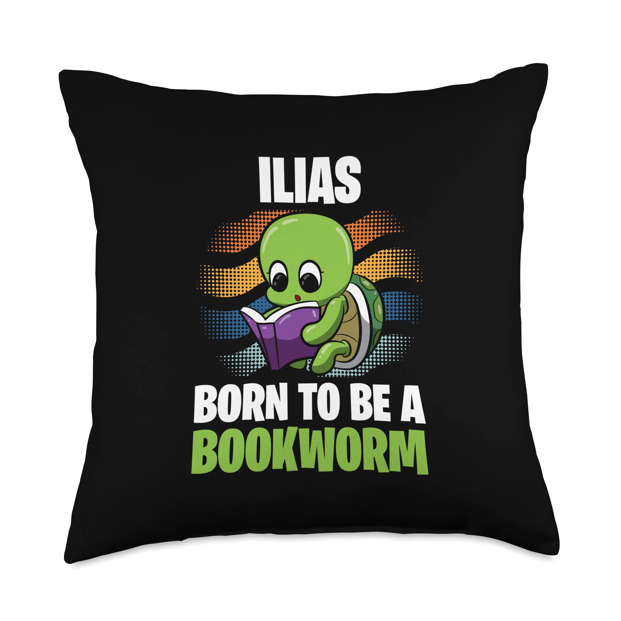 Personalized Book Gift Idea And Reading Quotes Ilias-Born to Be A Bookworm-Personalized Throw Pillow, 18x18, Multicolor