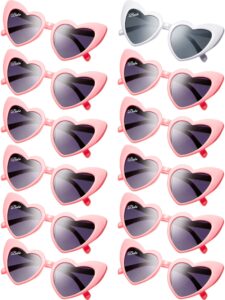 flutesan 12 pairs heart shaped sunglasses bachelorette party sunglasses bride bridesmaid glasses wedding decor(white, pink)