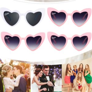 Flutesan 12 Pairs Heart Shaped Sunglasses Bachelorette Party Sunglasses Bride Bridesmaid Glasses Wedding Decor(White, Pink)