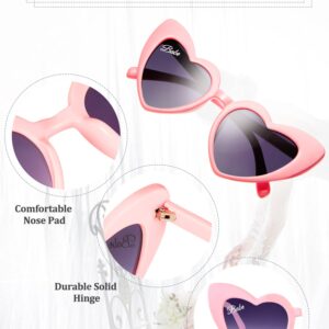 Flutesan 12 Pairs Heart Shaped Sunglasses Bachelorette Party Sunglasses Bride Bridesmaid Glasses Wedding Decor(White, Pink)