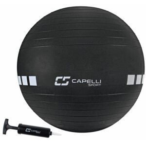 capelli sport exercise ball for yoga, balance ball, pilates, anti burst slip resistant, quick pump, black, 75 cm