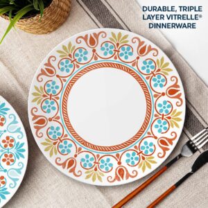 Corelle Global Collection Vitrelle 12-Piece Dinnerware Set, Triple Layer Recycled Glass, Lightweight Eco-Friendly Round Plates and Bowls Set, Terracotta Dreams