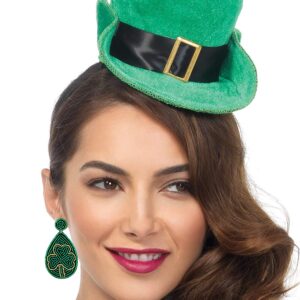 St. Patrick's Day Earrings Festive Shamrock Beaded Teardrop Earring for Women Dangling Statement Green Leaf Lucky Clover Hat Drop Dangle Earrings Irish Holiday Jewelry Gift