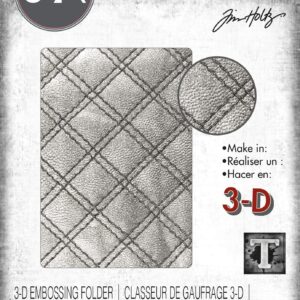 Sizzix 3-D Texture Fades Embossing Folder Quilted by Tim Holtz, 665734, Multicolor