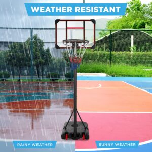 Best Choice Products Kids Height-Adjustable Basketball Hoop System, Portable Game w/Wheels, Fillable Base, 70.5in to 82.3in Height - Clear