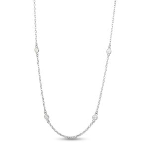 savearth diamonds 2.9mm round cut moissanite diamond lab created bezel set yard station 36" long chain necklace in 14k white gold over sterling silver jewelry (g-h color, 1.60 cttw)