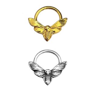 2pcs single fashion piercing women alloy moth c shaped gold and silver nose ring