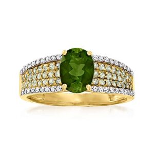 ross-simons 1.20 carat green tourmaline.40 ct. t.w. green sapphire and .16 ct. t.w. diamond ring in 14kt yellow gold. size 9