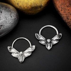 2pcs Single Fashion Piercing Women Alloy Moth C Shaped Gold And Silver Nose Ring