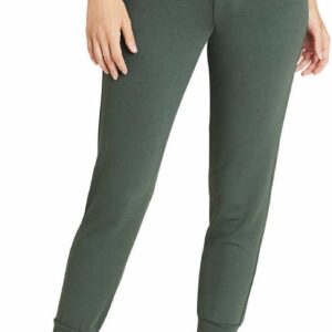 Eddie Bauer Womens 2 Pack Fleece Lounge Joggers (Medium, Black/Heather Olive)