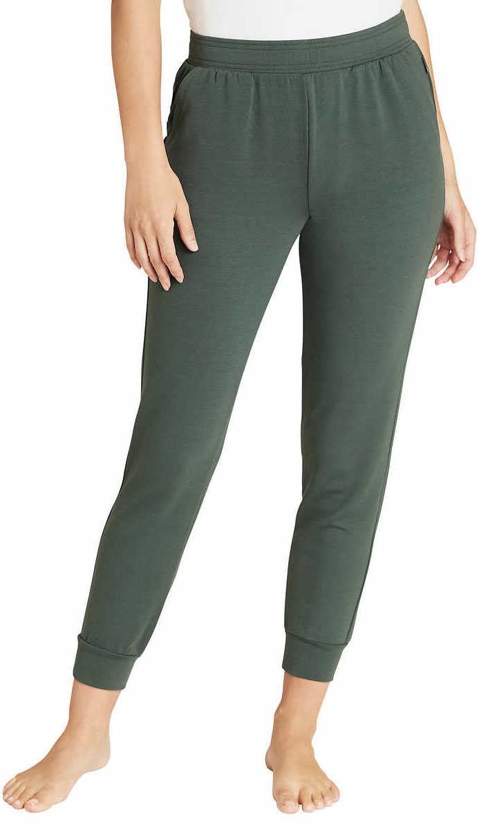 Eddie Bauer Womens 2 Pack Fleece Lounge Joggers (Medium, Black/Heather Olive)