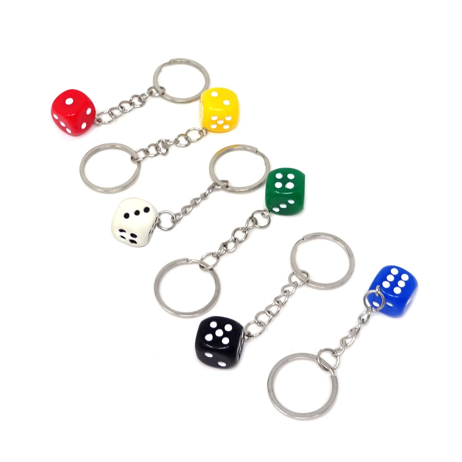 Honbay 12PCS Resin Dice Keychains 3D Cube Square Dice Key Rings Keyfob for Bag Purse Wallet Cellphone or Car Pendant (6 Color)