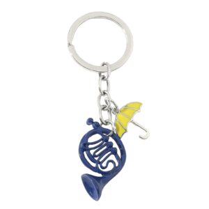 how i met your mother keychain, blue french horn trumpet yellow umbrella pendant key chains keyring gifts for women men keys holder