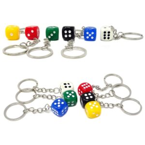 Honbay 12PCS Resin Dice Keychains 3D Cube Square Dice Key Rings Keyfob for Bag Purse Wallet Cellphone or Car Pendant (6 Color)