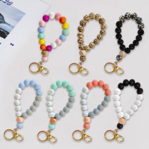 Bracelet Keychain for Women，Ablaze Silicone Beaded Key Ring Bracelet Keys Holder Keychain Bracelet