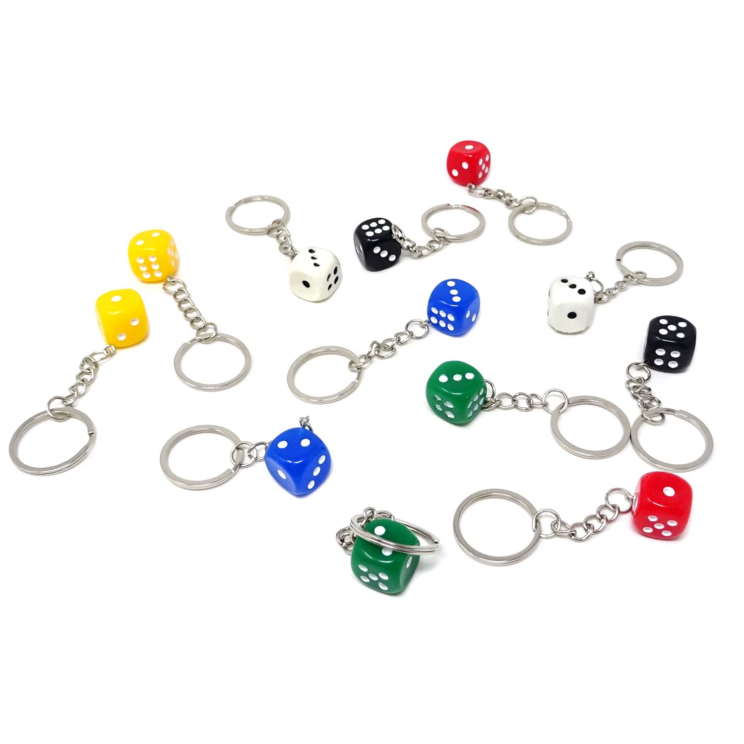 Honbay 12PCS Resin Dice Keychains 3D Cube Square Dice Key Rings Keyfob for Bag Purse Wallet Cellphone or Car Pendant (6 Color)