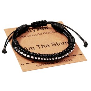 morse code bracelets for men motivational teen boy gifts inspirational i am the storm unique gifts for him handmade braided jewelry