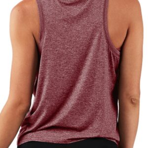 LASLULU Womens Sleeveless Tank Tops Workout Yoga Tops Halter Neck Crop Tops Loose Athletic Sport Shirts Muscle Tank Casual Crop Tops for Teen Girls(Burgundy Medium)