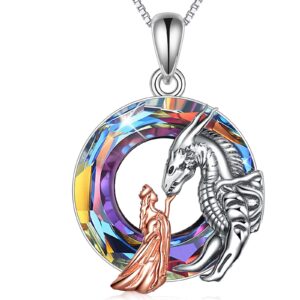 luhe dragon necklace gifts for women sterling silver crystal dragon necklace queen princess stroking dragon jewelry