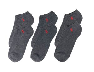 polo ralph lauren mens no show socks (size 6-12 ) (gray)