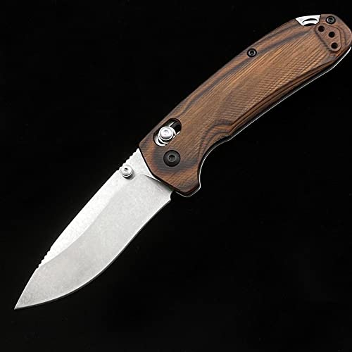 6.87 inch Hunt North Fork Manual Folding pocket Knife for men, 2.97" 8Cr13mov premium stainless steel Stonewash Drop Point Blade, Stabilized Wood Handles AXIS Lock with Reversible Clip