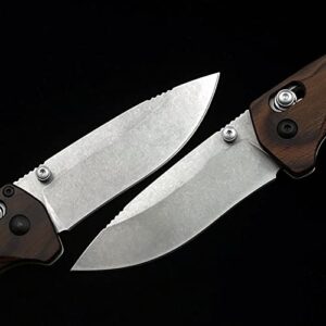 6.87 inch Hunt North Fork Manual Folding pocket Knife for men, 2.97" 8Cr13mov premium stainless steel Stonewash Drop Point Blade, Stabilized Wood Handles AXIS Lock with Reversible Clip