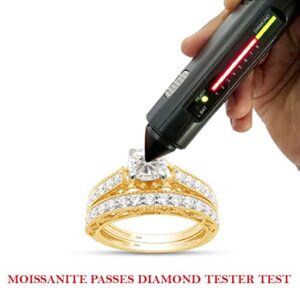 SAVEARTH DIAMONDS 1 1/2 CTTW Center 6MM Round Cut Lab Created Moissanite Diamond Milgrain Wedding Bridal Set Ring In 10K Solid Yellow Gold (VVS1 Clarity, 1.50 Cttw)-4 …