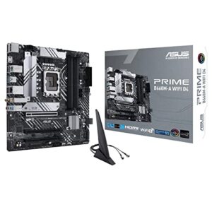 asus prime motherboard b660m-a wifi d4 lga 1700(intel 12th gen) matx (pcie 4.0, wi-fi 6,ddr4,2xm.2 slots, 1gb lan, dp,2 x hdmi, usb 3.2 rear gen 2 and front gen 1 type-c, aura sync)