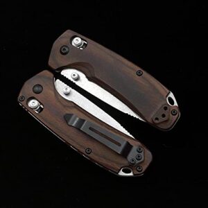 6.87 inch Hunt North Fork Manual Folding pocket Knife for men, 2.97" 8Cr13mov premium stainless steel Stonewash Drop Point Blade, Stabilized Wood Handles AXIS Lock with Reversible Clip