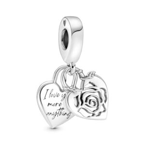 pandora rose heart padlock dangle charm bracelet charm moments bracelets - stunning women's jewelry - gift for women in your life - made with sterling silver