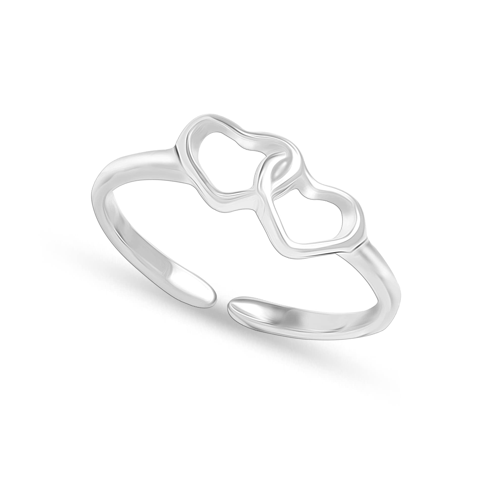 LeCalla 925 Sterling Silver Infinity Heart Open Adjustable Toe Rings for Women