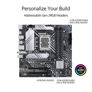 ASUS Prime Motherboard B660M-A WiFi D4 LGA 1700(Intel 12th Gen) mATX (PCIe 4.0, Wi-Fi 6,DDR4,2xM.2 Slots, 1Gb LAN, DP,2 x HDMI, USB 3.2 Rear Gen 2 and Front Gen 1 Type-C, Aura Sync)