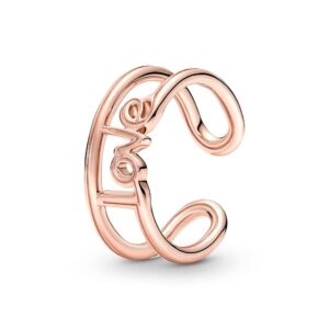 pandora me love open ring - stackable rose gold ring for women - 14k rose gold-plated rose - size 6