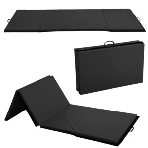 gymnastics mat for kids adults, 4'x10'x2" extra thick tumbling mats for home gym, anti-tear lightweight folding exercise mat with carrying handles, crash panel mat, black