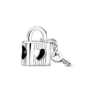 pandora padlock & heart key charm bracelet charm moments bracelets - stunning women's jewelry - gift for women in your life - made with sterling silver & enamel